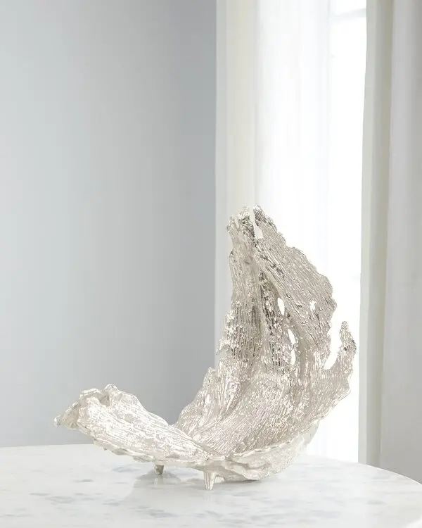 JOHN-RICHARD COLLECTION Small Time-worn Leaf Sculpture, Brass - Silver