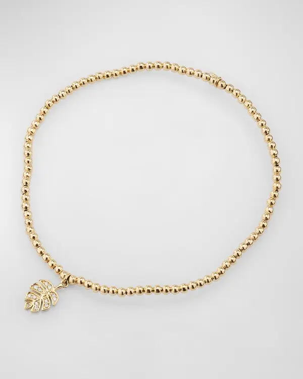 SYDNEY EVAN 14k Gold Monstera Leaf Charm Bracelet