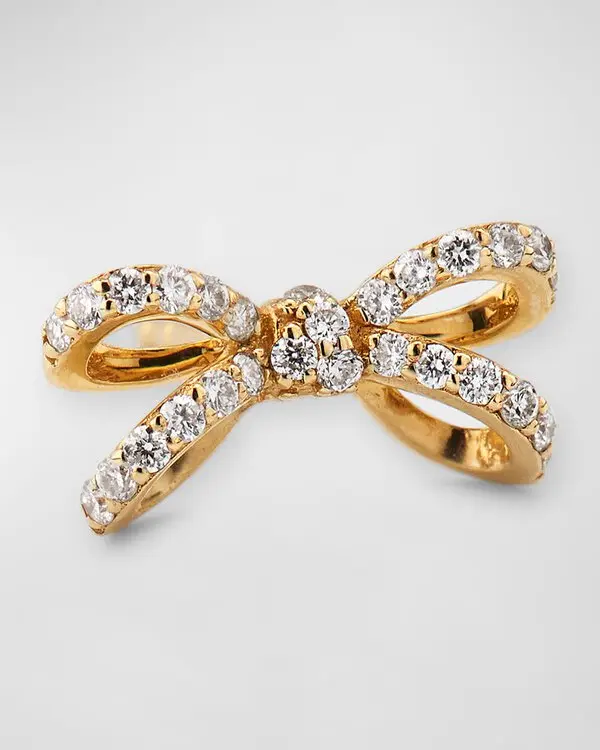 SYDNEY EVAN Small Pavé Diamond Bow Stud Earrings
