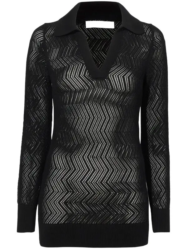 Proenza Schouler White Label Agnes Zig-zag Pointelle Knitted Jumper - Black