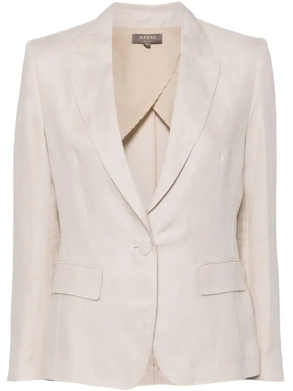 N.peal Chloe Linen Peak-lapel Blazer - Neutrals
