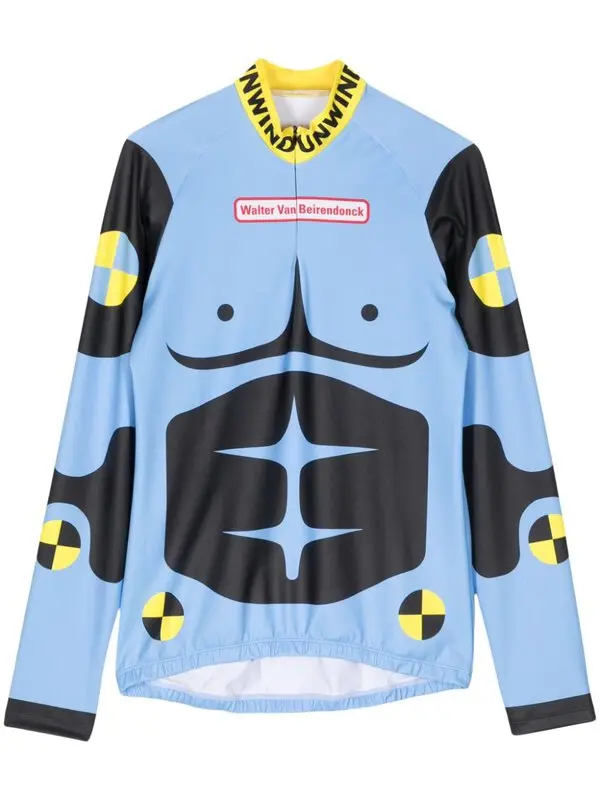 WALTER VAN BEIRENDONCK Dummy-print Cycling Top - Blue