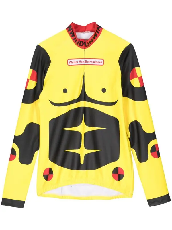 WALTER VAN BEIRENDONCK Dummy-print Cycling Top - Yellow