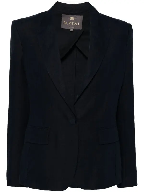 N.peal Chloe Linen Peak-lapel Blazer - Blue