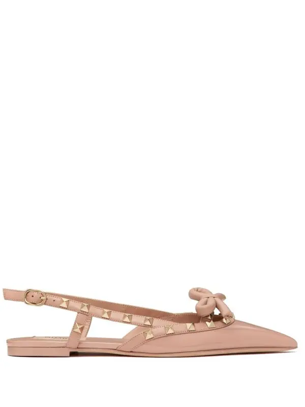 Valentino Garavani Rockstud Bow Slingback Ballerinas - Pink