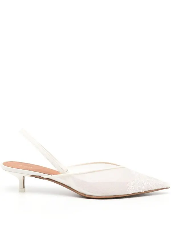 NEOUS 45mm Lace Slingback Pumps - White