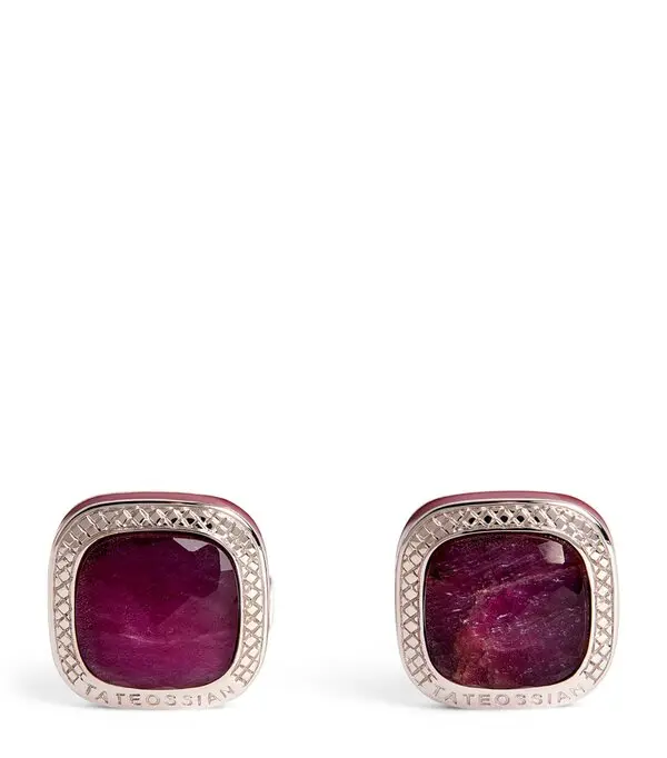 Tateossian Sterling And Ruby Square Cufflinks