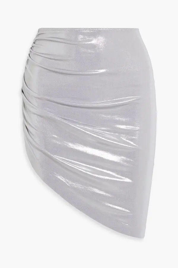 Norma Kamali Ruched Metallic Mini Skirt