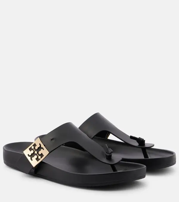 Tory Burch Mellow Leather Thong Sandals - Black