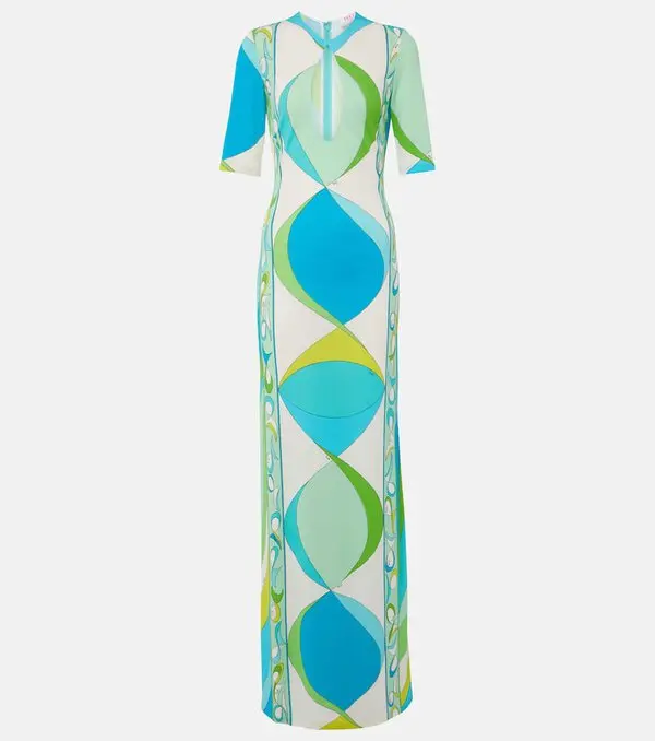 Emilio Pucci Cutout Printed Maxi Dress