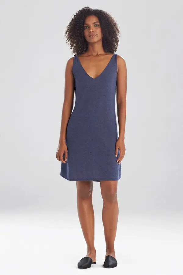 Natori Shangri-la Tencel V-neck Chemise - Blue