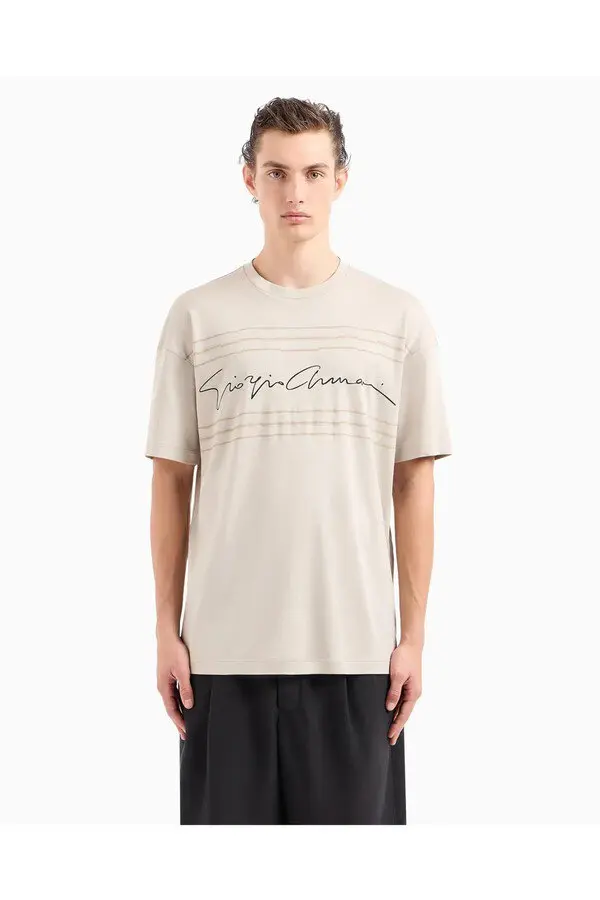 Giorgio Armani Asv Organic Cotton Jersey Crew-neck T-shirt - Stripe