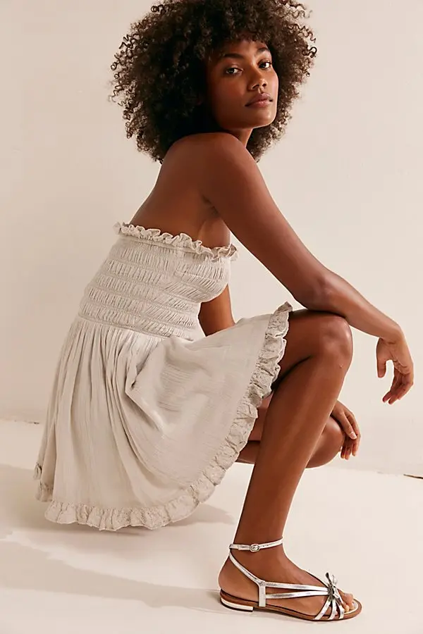 Free People Josephine Bustle Mini Dress - Pumice Stone