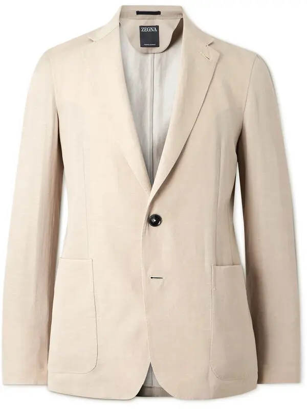 Zegna Wool And Linen-blend Suit Jacket