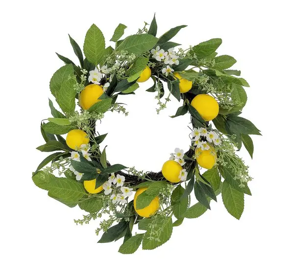 PULEO INTERNATIONAL 24' Artificial Daisy Spring Door Wreath