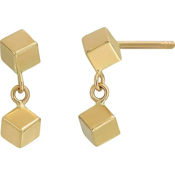 Bony Levy 14k Gold Cube Drop Earrings