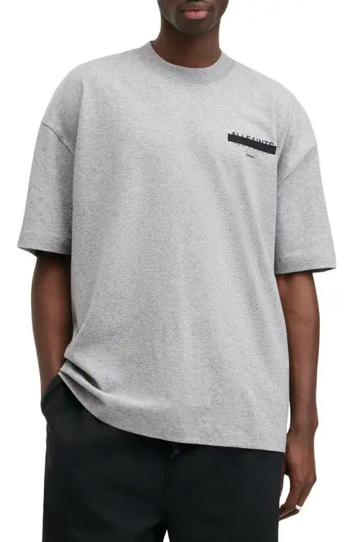 All Saints Redact Embroidered Graphic T-shirt - Grey Marl