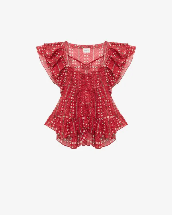 MARANT ETOILE Madrana Printed Top - Red