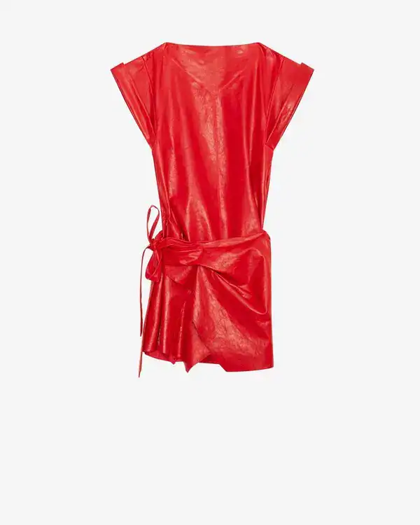 Isabel Marant Bernadette Leather Dress In Scarlet Red - 40% Off |  Editorialist