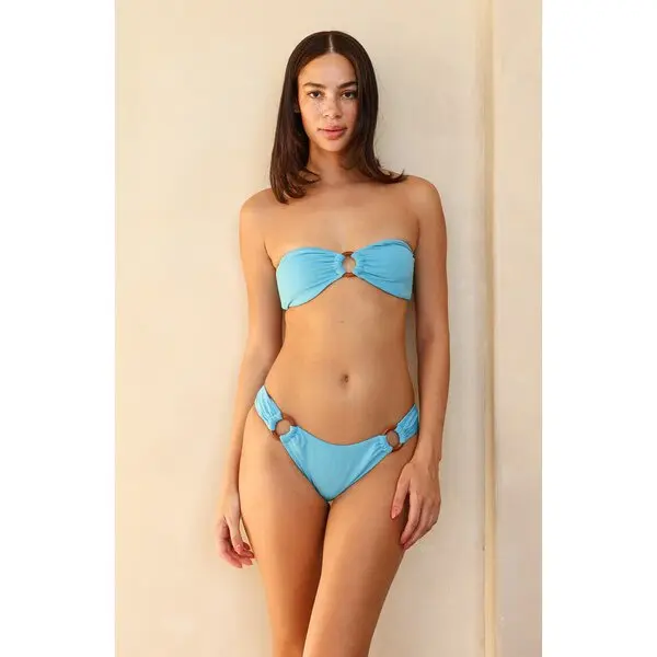 DIPPIN DAISY'S Lotus Bandeau Bikini Top - Carribean Blue
