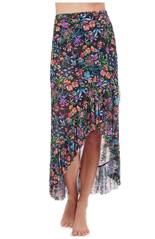 GOTTEX Flora Print Mesh Wrap Skirt