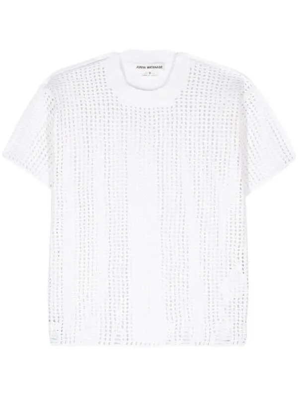 Junya Watanabe Open-knit Crewneck T-shirt - White