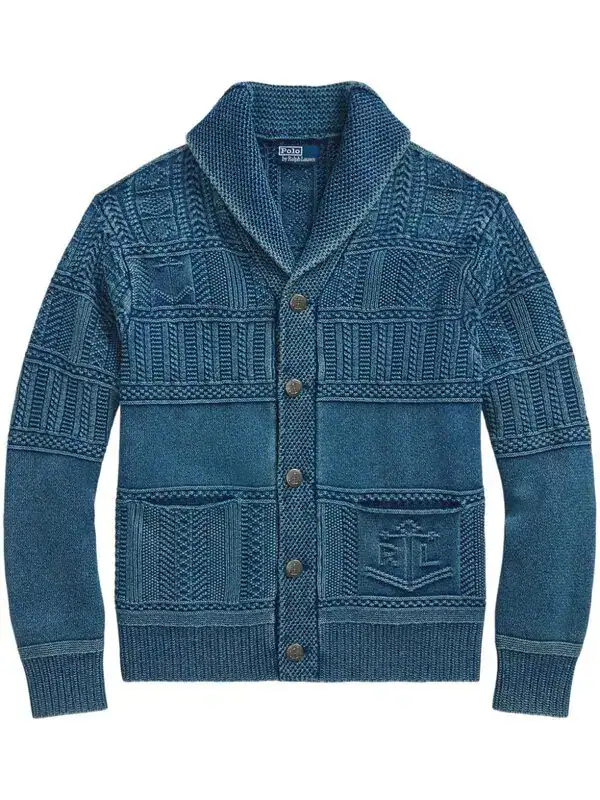 Ralph Lauren Indigo Patchwork Cotton Cardigan - Blue | Editorialist