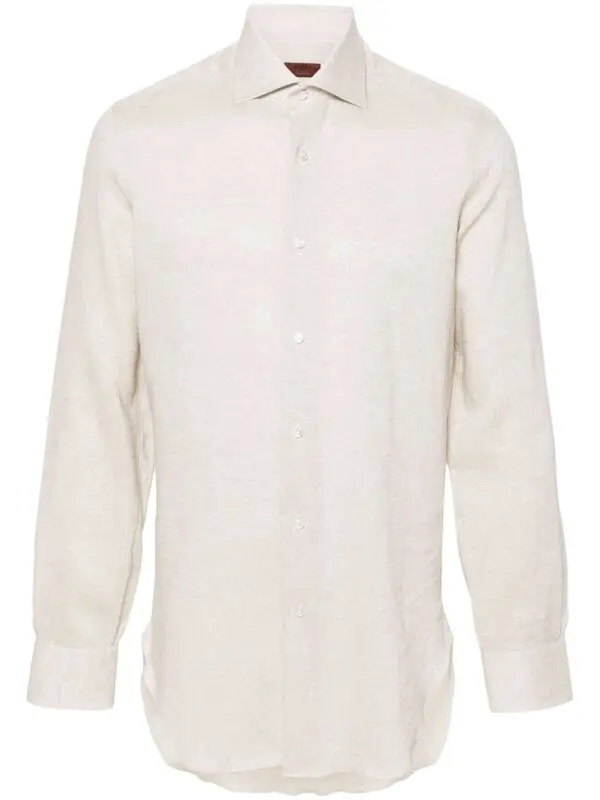 BARBA NAPOLI Long-sleeve Linen Shirt - Neutrals