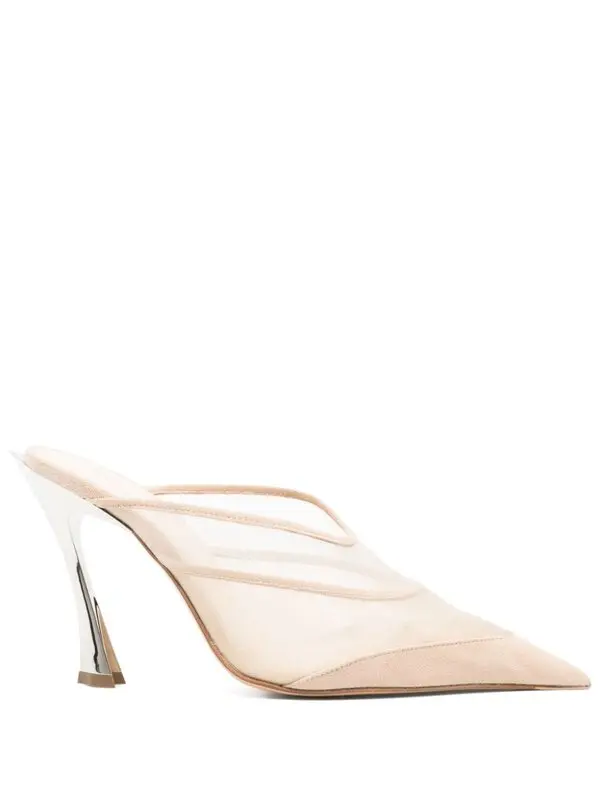MUGLER 95mm Mesh Mules - Neutrals