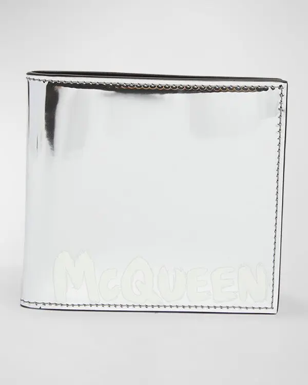 Alexander Mcqueen Graffiti Billfold Wallet - Silver