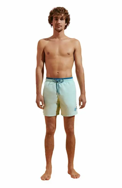 Vilebrequin Solid Bicolor Length Swim Trunks - Celadon