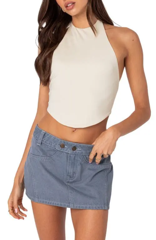 EDIKTED Raine Curved Halter Top - Cream