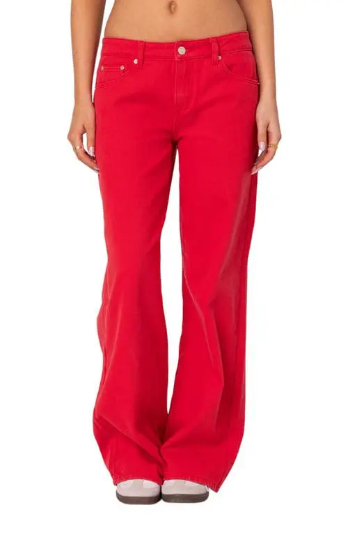EDIKTED Roman Flare Jeans - Red