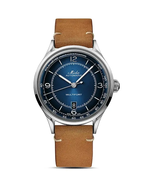 MIDO Multifort Round Analog Watch - Blue/brown