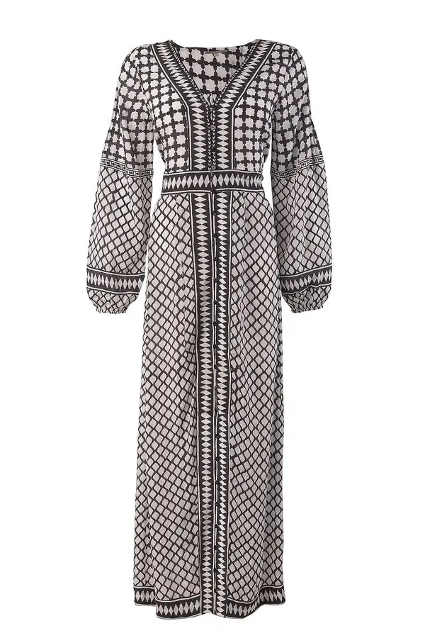 ASH & EDEN Zephyr V-neck Button-down Maxi Dress