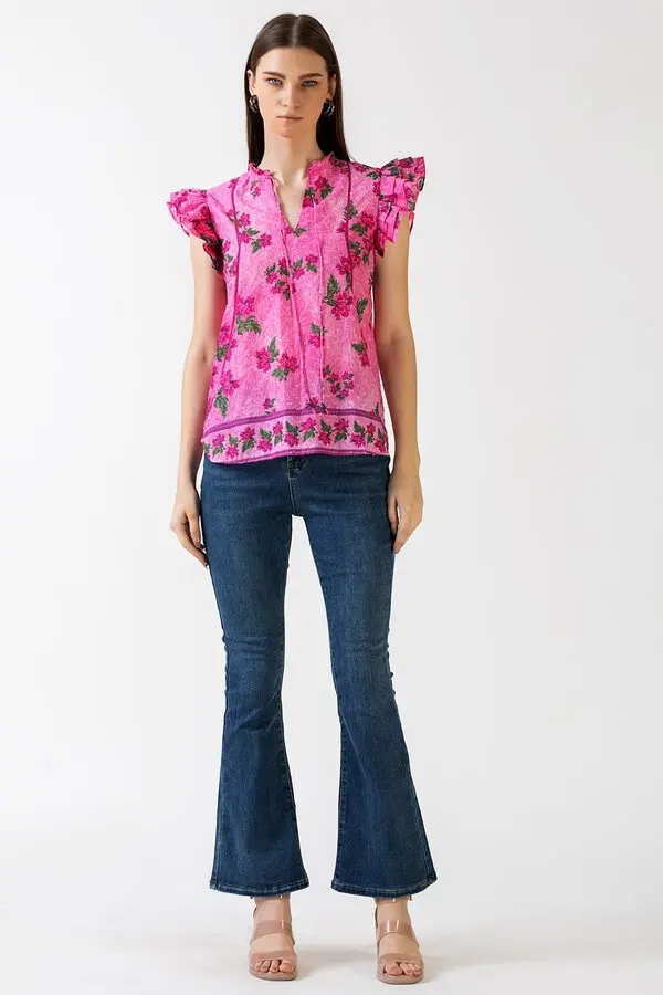 CELINA MOON Carina Ruffled Top