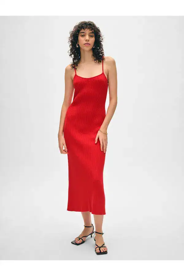 ribbed cotton dress Ribbed Cotton Funnel Neck Dress