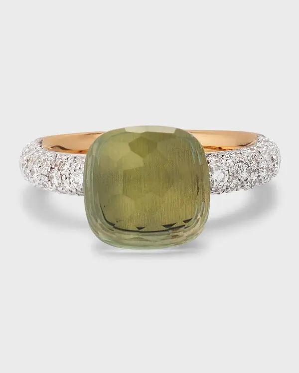 Pomellato Nudo Rose Gold White Topaz And Diamond Ring - Prasiolite