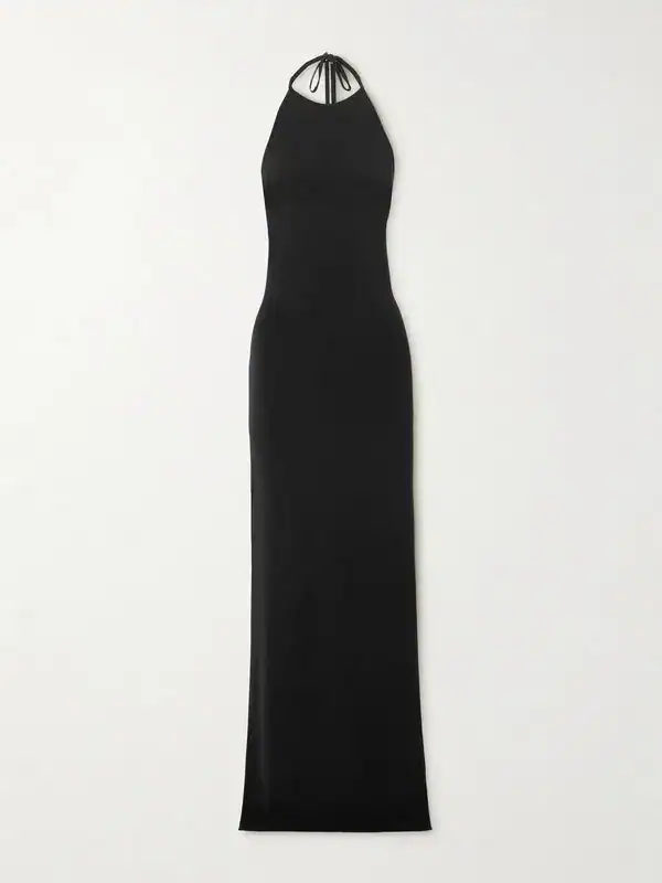 Eterne Valery Matte-Jersey Halterneck Maxi Dress In Black - 70% Off |  Editorialist