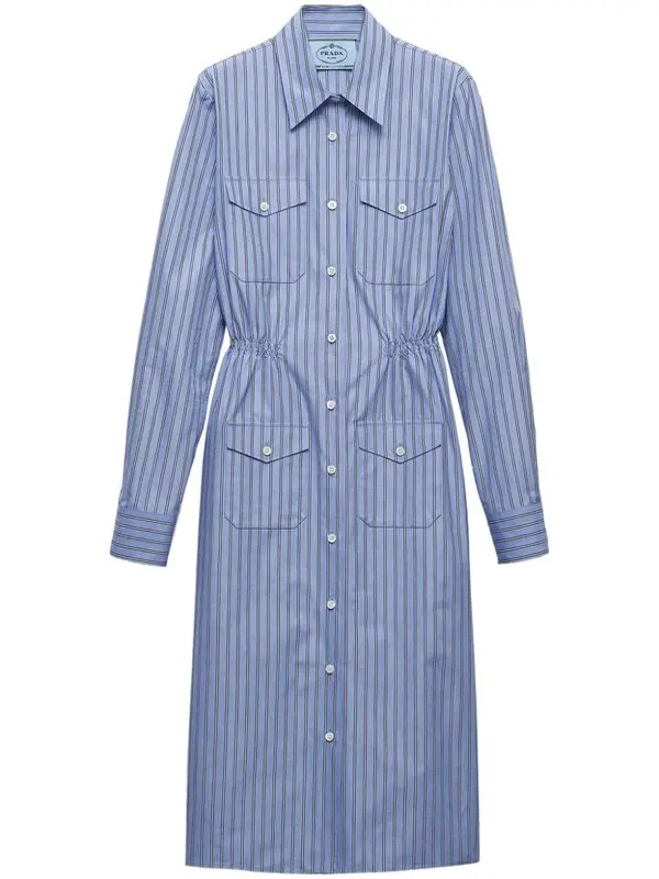 Prada Striped Chambray Shirt Dress - Blue