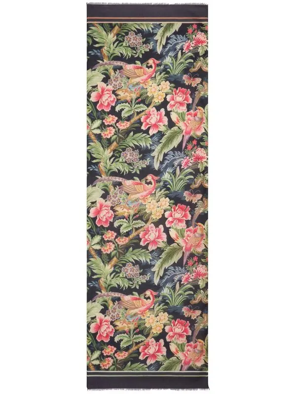 Etro Frayed Graphic-print Scarf - Black