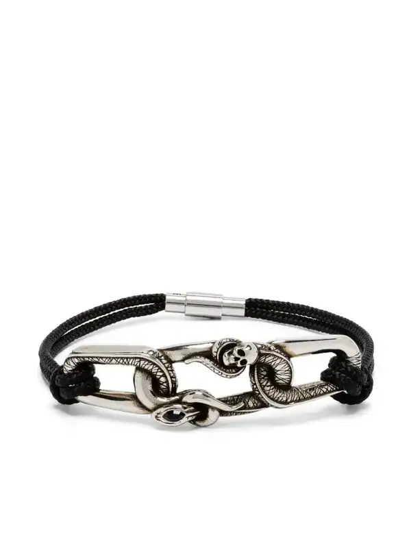 Alexander Mcqueen Snake And Skull Bracelet In Silver - 48% Off