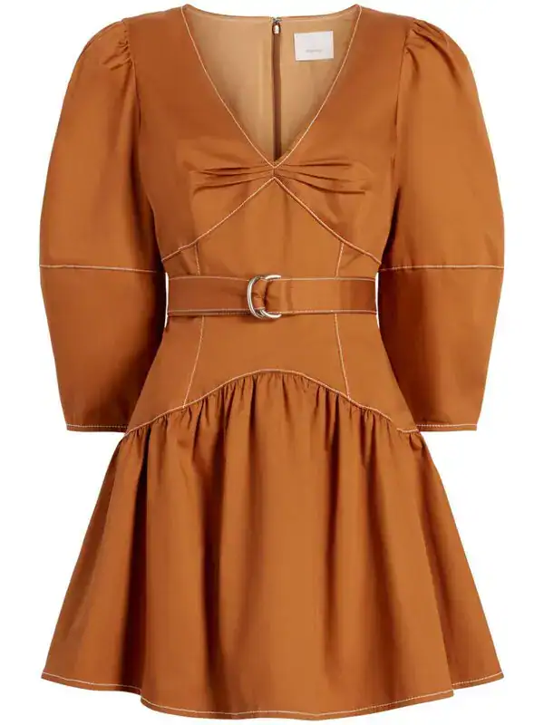 brown peplum dress Tyler Peplum Mini Dress in Brown Corduroy main image 1