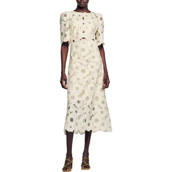 sandro ritta contrast panel floral lace dress WL083 main image 0