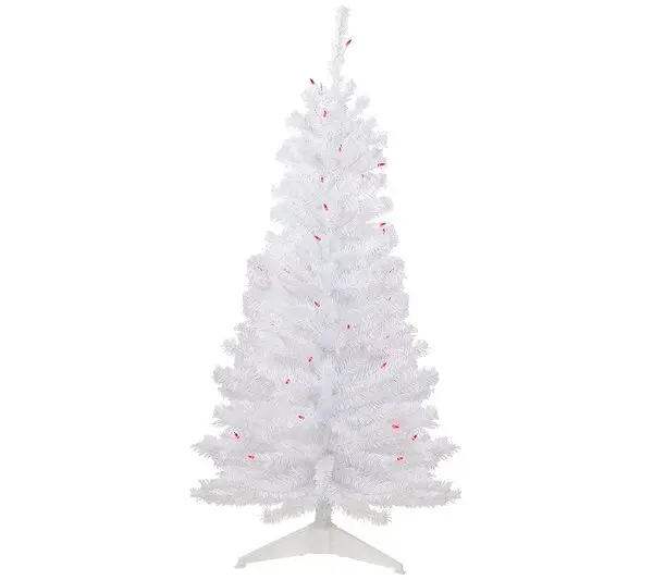 NORTHLIGHT 4' Woodbury White Pine Slim Tree Pi Nk Lights