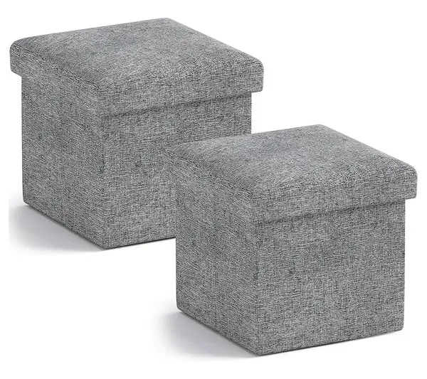 ORNAVO HOME 2 Pack Small Square Cube Storage Ot Toman