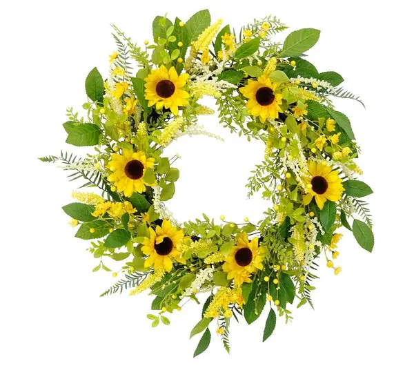 PULEO INTERNATIONAL 30' Artificial Sunflower Sp Ring Wreath