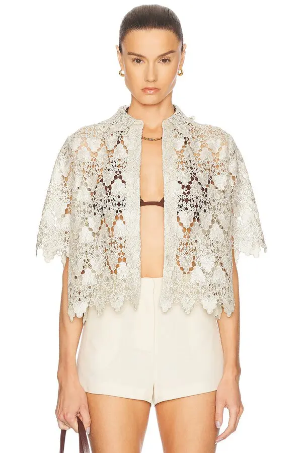 FRAME The Lace Button Up Shirt - Soft Mint