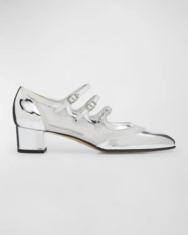 CAREL Kina Metallic Mary Jane Pumps Platinum Editorialist