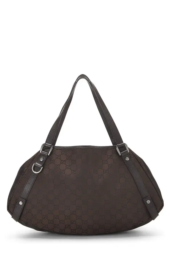Gucci Gg Nylon Abbey Large Tote - Brown